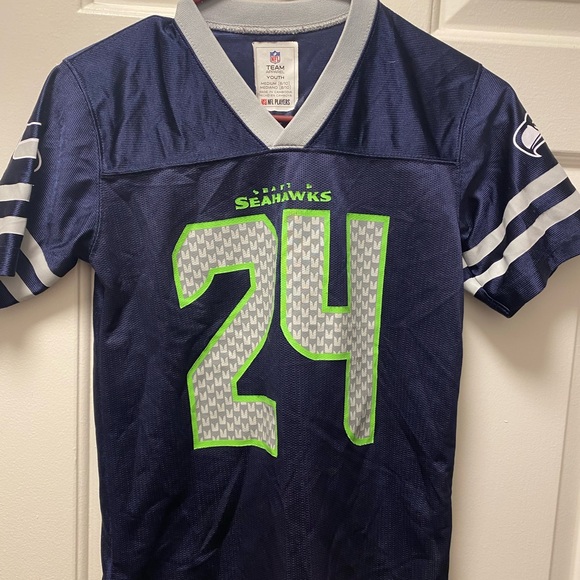 NFL | Shirts & Tops | Nfl Team Apparel Seahawks24 Lynch Girls Blue Lime ...